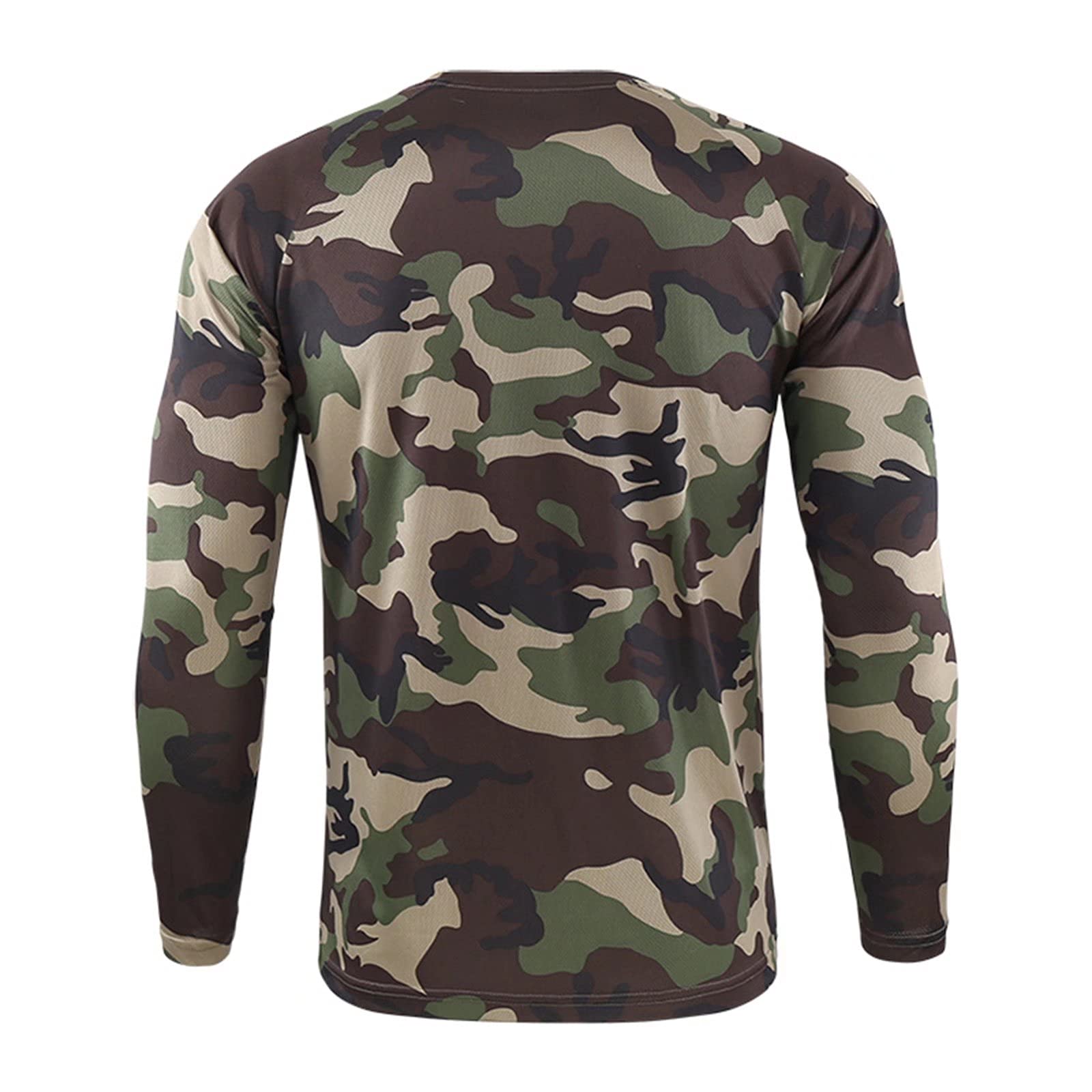 Rela Bota Mens Long Sleeve T-Shirt Active Casual Camouflage Military Shirt Crew Neck Quick Dry Slim Fit