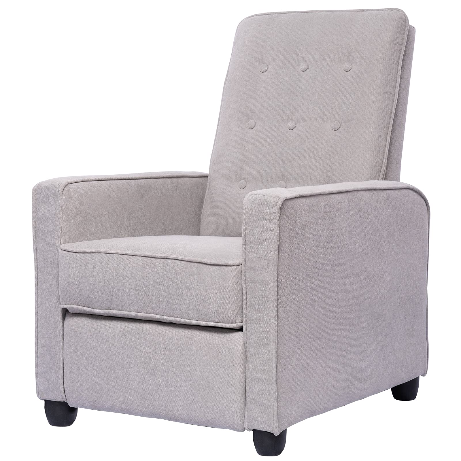Polar Aurora Mid-Century Modern Push Back Recliner Chair Fabric Accent Arm Chair Ergonomic Lounge for Living Room(Light Grey)