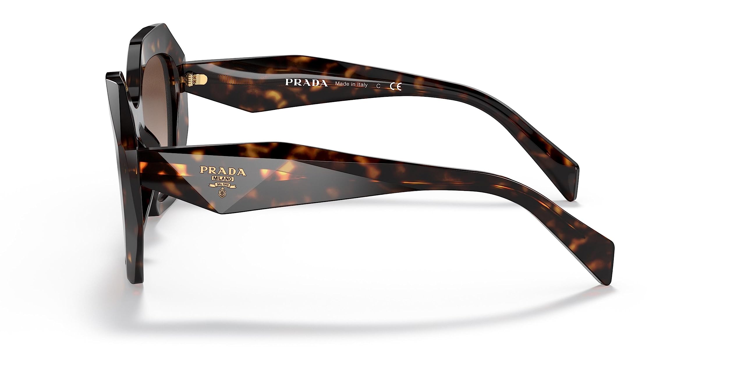 Prada PR 16WS 2AU6S1 Tortoise Plastic Geometric Sunglasses Brown Gradient Lens