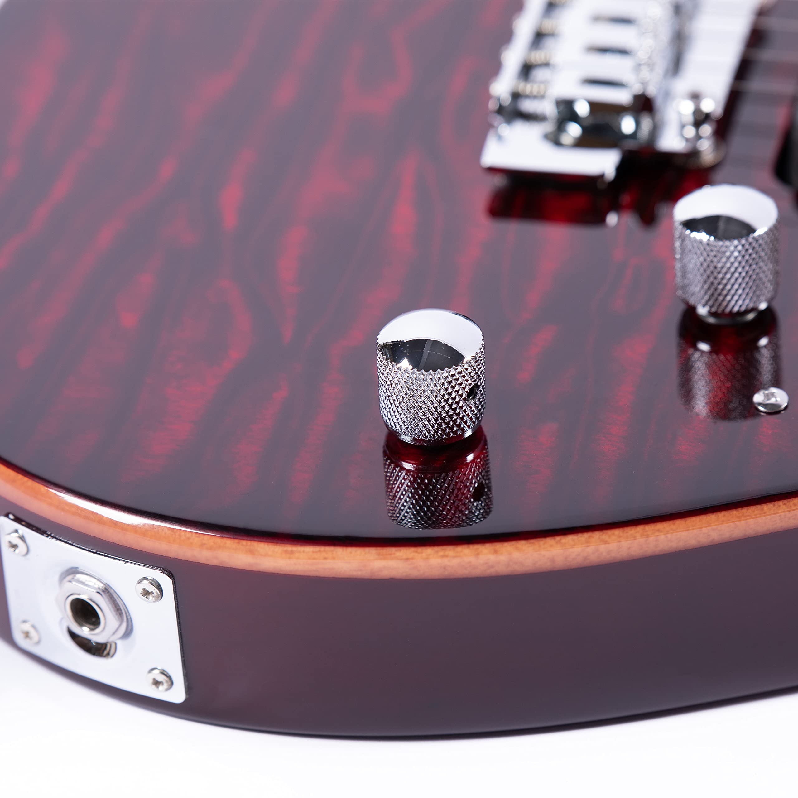 Volgoa VSR-1 Electric Guitar with Mahogany Solid Body,Roasted Maple Neck, and Rosewood Fingerboard 6 String Guitar (Red-Synthetic Veneer)