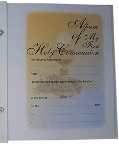 Needzo My First Communion Gifts Keepsake Photo Album with IHS Chalice Design, 9 Inch