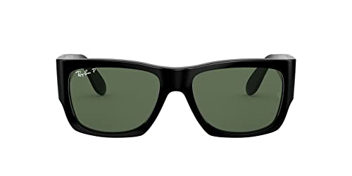 Ray-Ban RB2187 Nomad Square Sunglasses, Black/G-15 Green Polarized, 54 mm