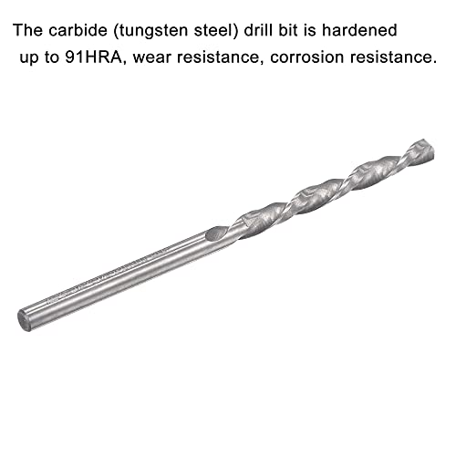 uxcell Solid Carbide Twist Drill Bits 2.5mm, Metric Left Hand Spiral Flutes Straight Shank Tungsten Steel Drilling Tool for Stainless Steel Alloy Metal
