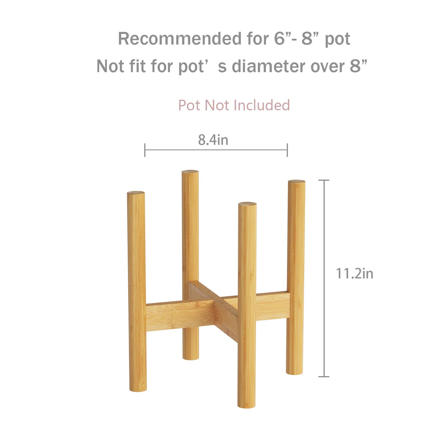 Plant Stand Flower Pot Holder - BAMFOX Indoor Bamboo Mid Century Modern Plant Holder Display Rack for House Plants, Home Decor (Pot Not Included)