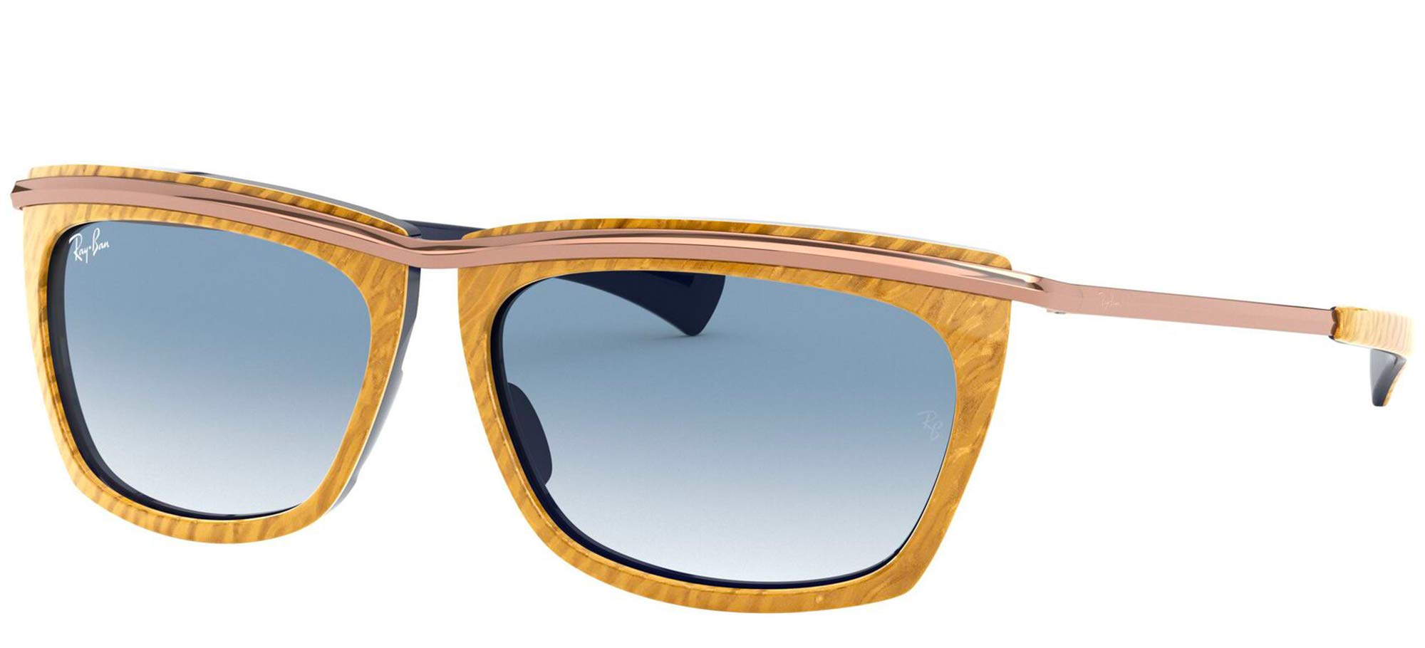 Ray-Ban RB2419 Olympian II Rectangular Sunglasses, Striped Havana/G-15 Green, 56 mm