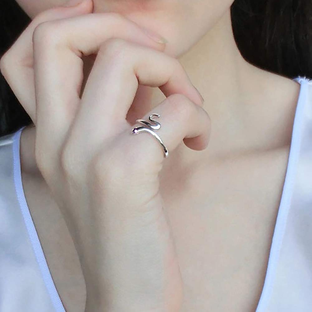 Silver Snake Shape Opening Finger Ring Adjustable Women Jewelry Party Gift New Released