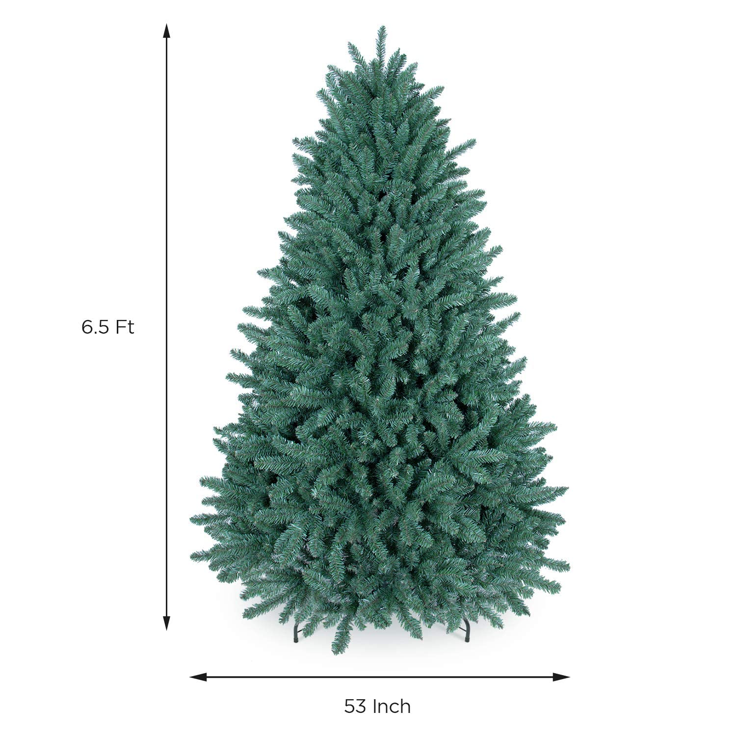 OasisCraft Pre-lit Christmas Tree 6.5ft Premium Hinged Blue Spruce Artificial Christmas Tree with 700 Clear Lights