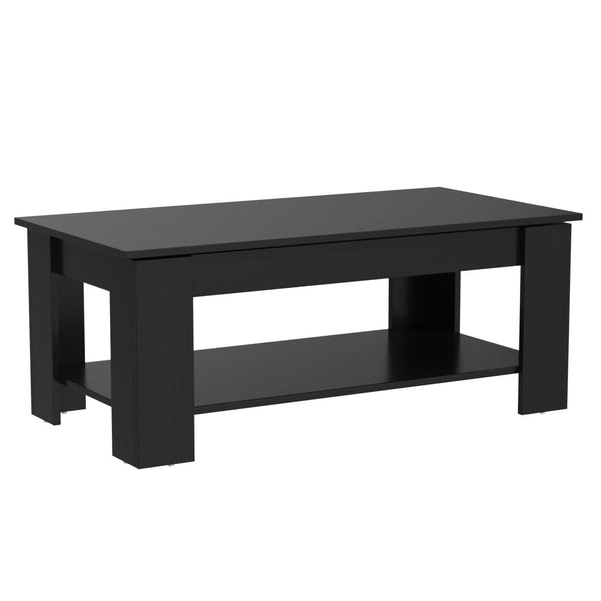 MELLCOM Lift Top Coffee Table,Rustic Coffee Table Lift Tabletop with Hidden Compartment,Pop-Up Storage Cocktail Table with Adjustable Steel Frame, Dining Table for Living Room, Wood/Dark Brown