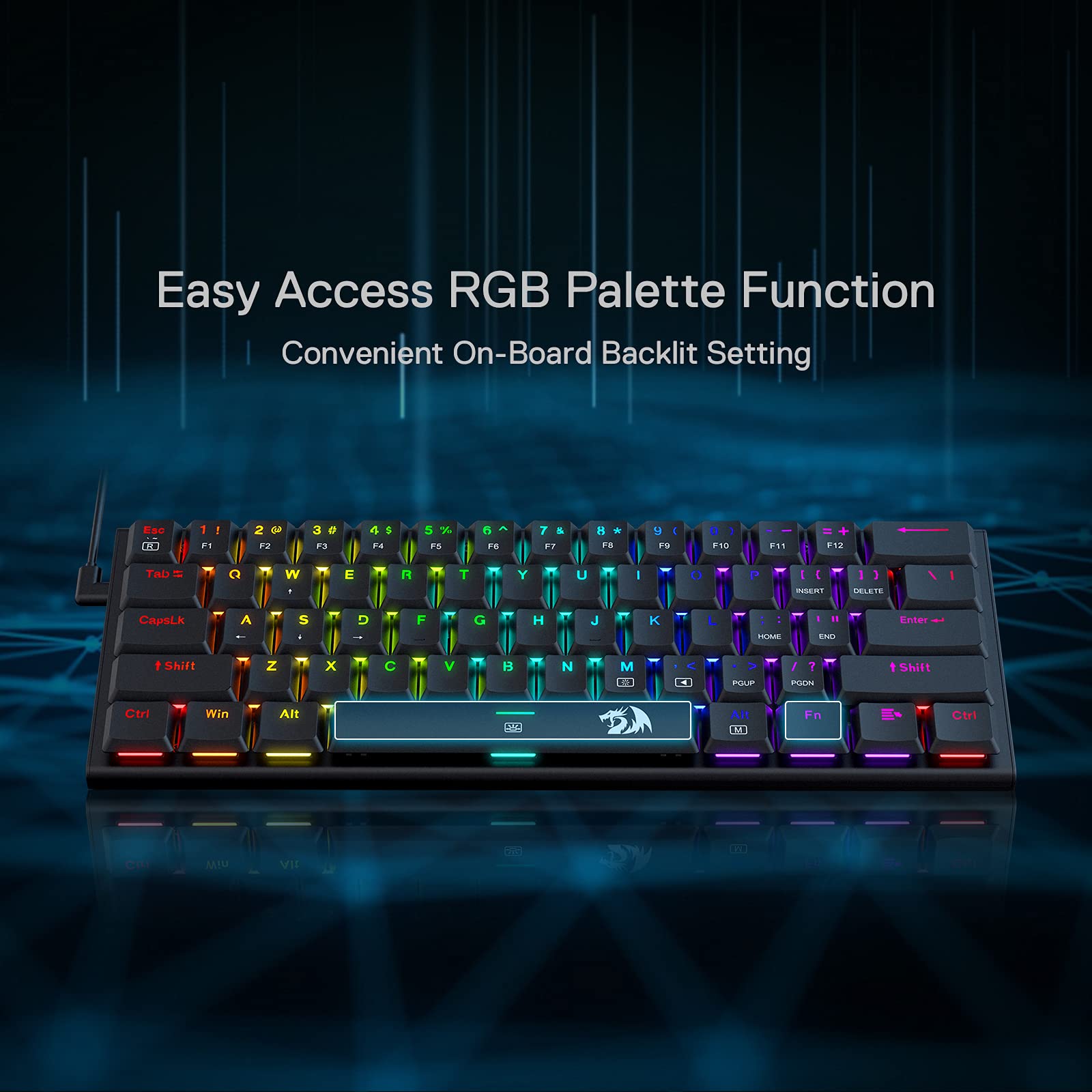 Redragon K614 Anivia 60% Ultra Thin Wired Mechanical Keyboard, Slim Compact 61 Keys RGB Gaming Keyboard w/Low Profile Linear Red Switches and Double-Shot Keycaps for Fast & Accurate Actuation