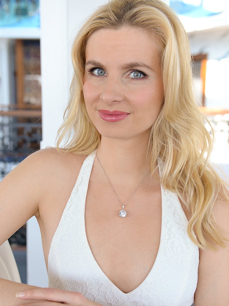 Mariell Dramatic 5 Ct. ½ Round-Cut CZ Solitaire Pendant Necklace - Bold Brides or Bridesmaids Jewelry