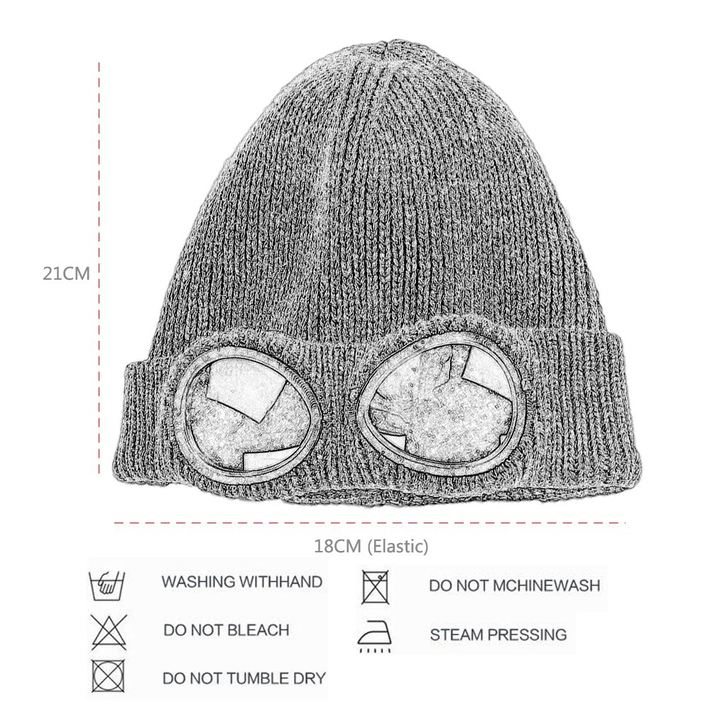 MansWill Unisex Wool Knitted Goggles Beanie, Warm Winter Stylish Hat Outdoor Sports Cap, Black, Medium