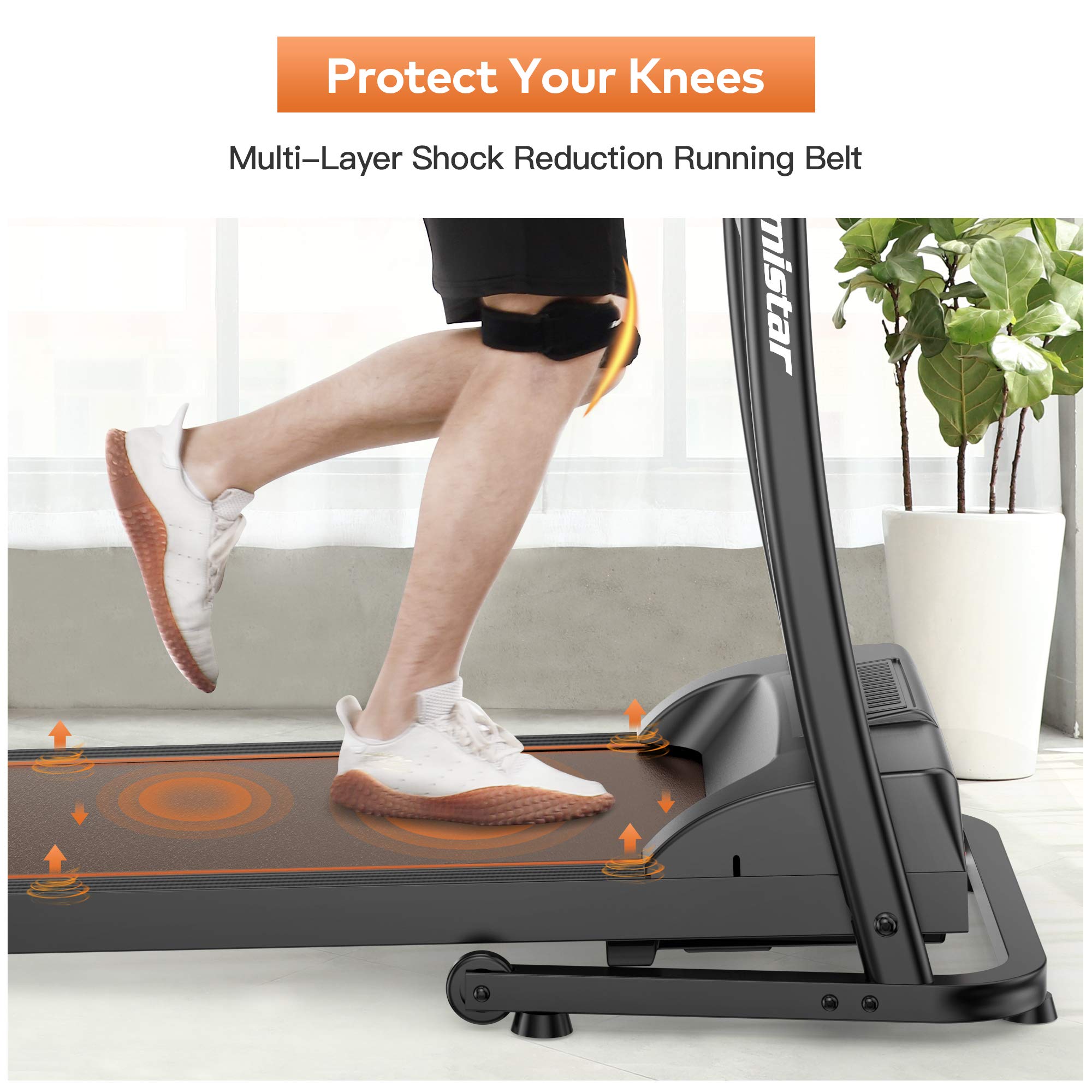 Portable Electric Folding Treadmill, Famistar Motorized Running Jogging Machine with LED Display, Rolling Wheels, Built-in MP3 Speaker, 12+3 Modes Fits All Family Home Workout