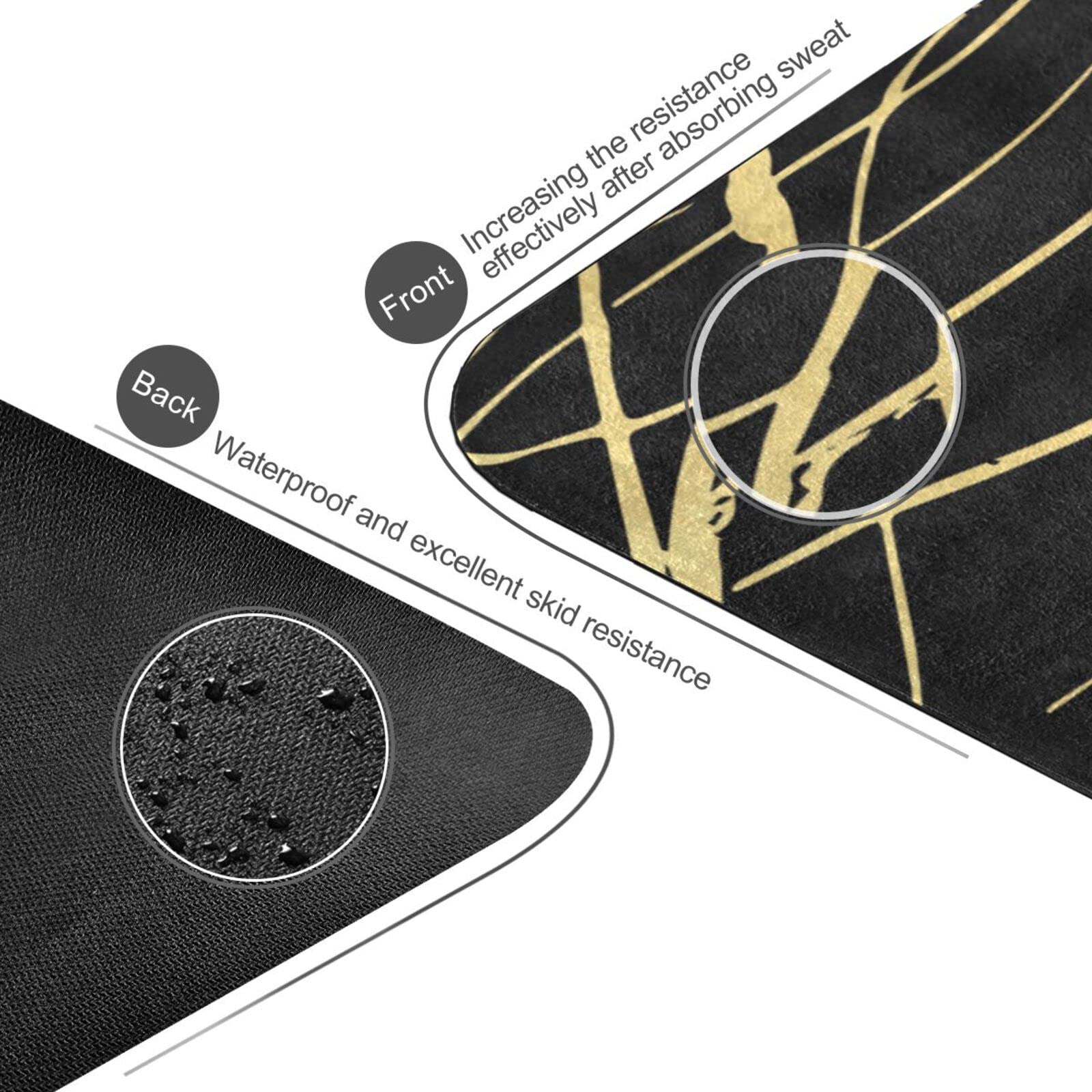 senya Gold Black Marble Yoga Mat Cover, Non Slip Exercise Mat Cover High Performance Grip, Coming with Carry Bag(228vb9a)