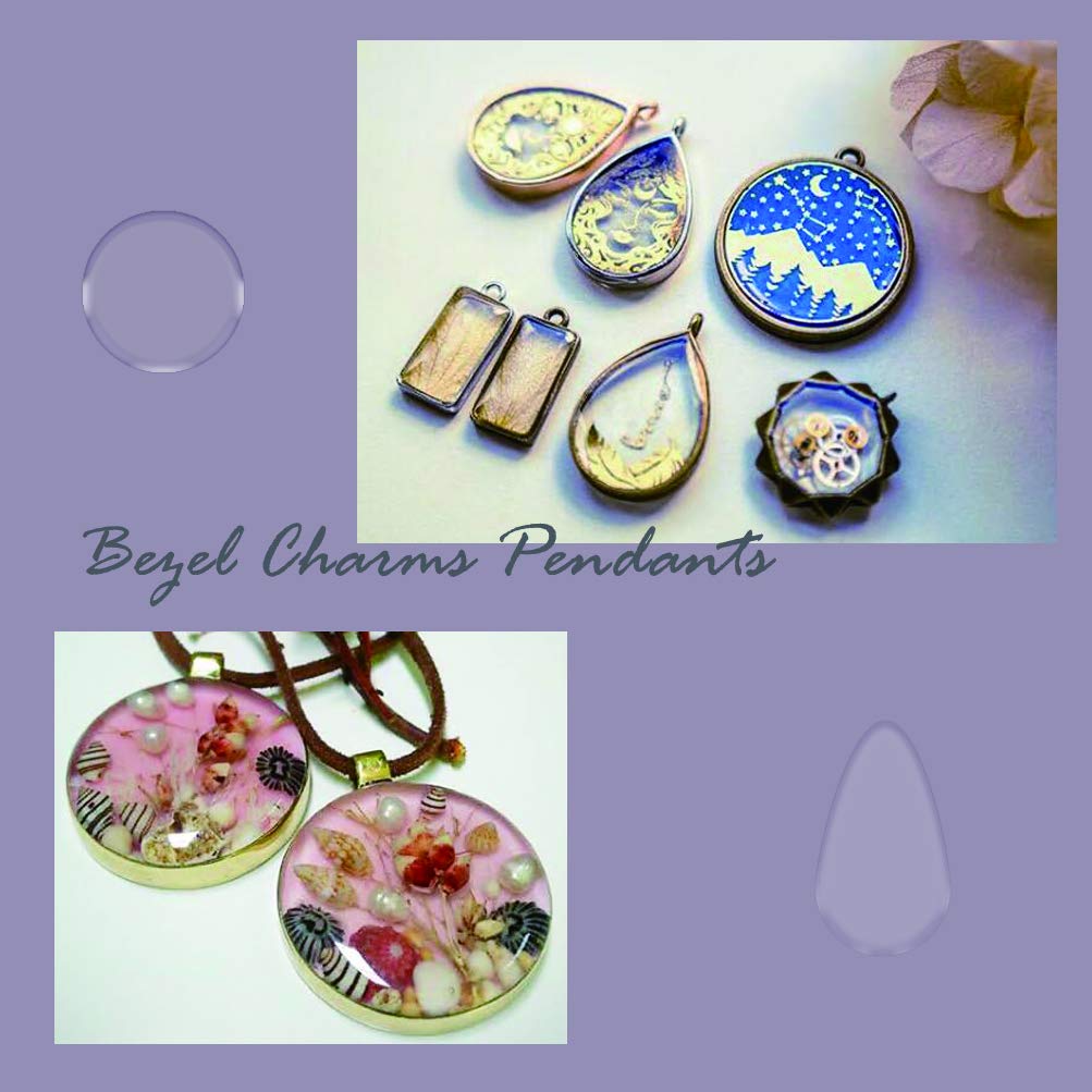 OBSEDE Open Bezel Pendants Charms Resin Molds for Jewelry Findings DIY Pressed Flower Frame Assorted Geometric Hollow Trays 30pcs