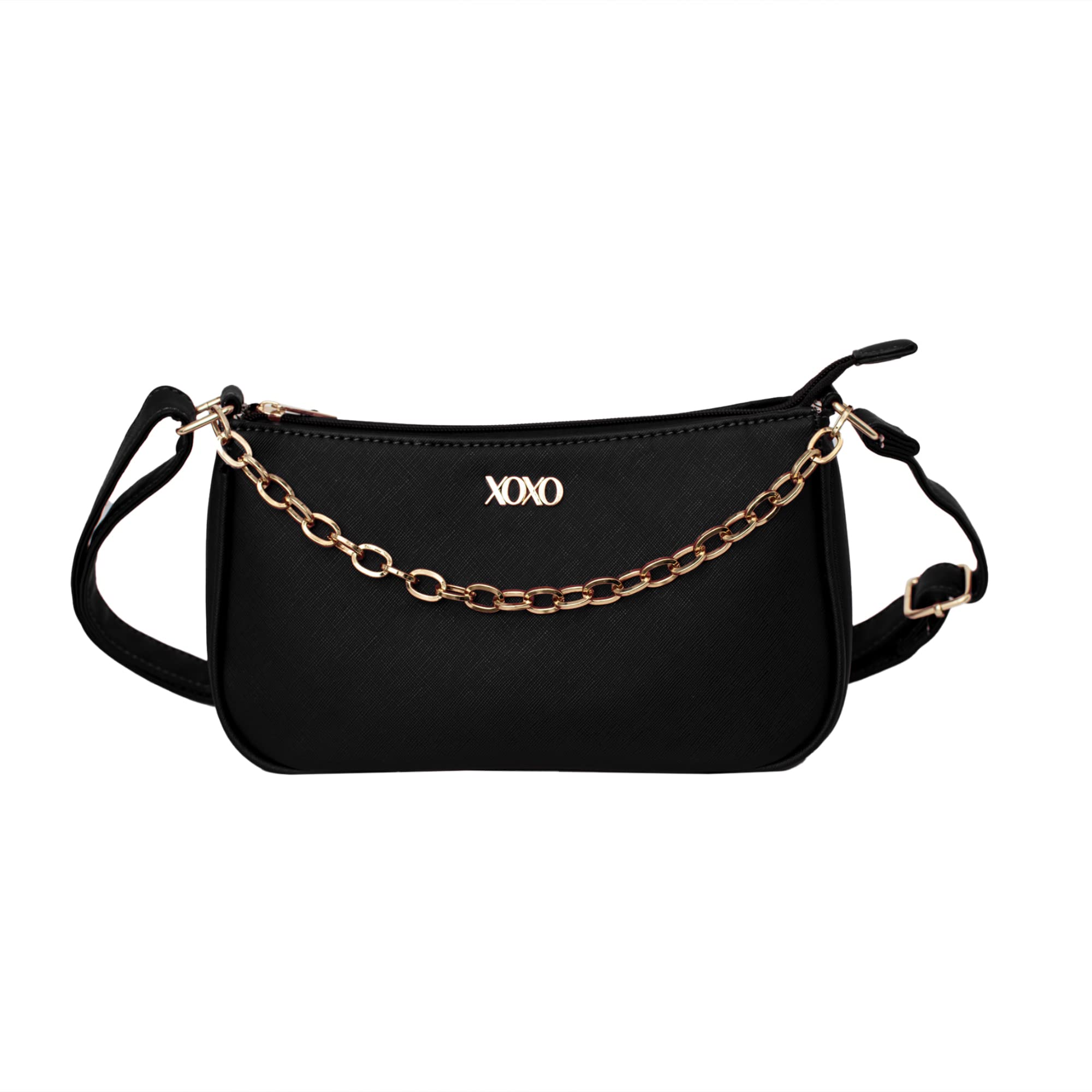 XOXO Women's Handbag Large Black Crossbody With Chain