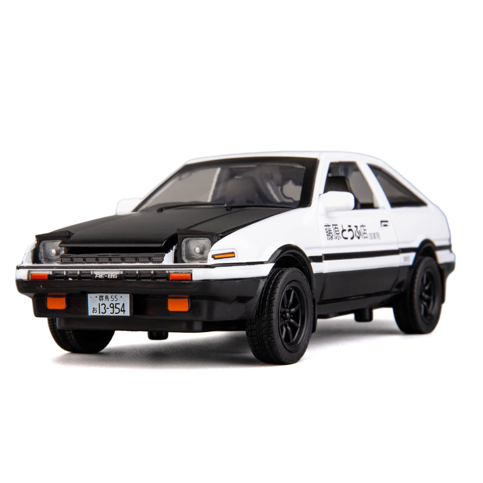 WAKAKAC Initial D AE86 Diecast Car Model Alloy Collectible Pull Back Toy Car with Light and Sound Toy Vehicle Door Can Be Opened(White&Black)