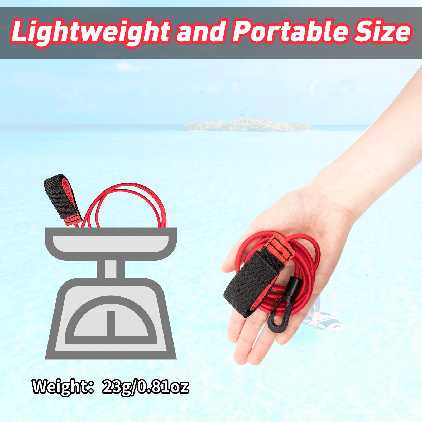 Safety Kayak Paddle Leash, Stretchable Lanyard Leash/Elastic Bungee Cord Canoe Paddle Rod Leash for Kayak, SUP Paddles, Fishing Poles Rods Red
