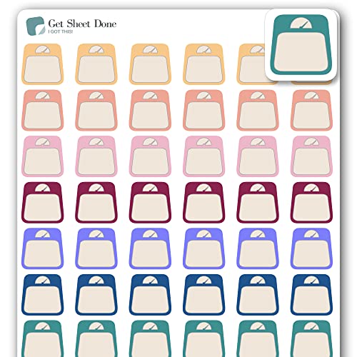 Weight Tracker Stickers / 54 Write In Scale Stickers(1/2”) / Health Wellness Fitness Goal Stickers/Essential Productivity Life/Bullet Bujo Journal/Scrapbooking DIY Calendar (One Sheet)