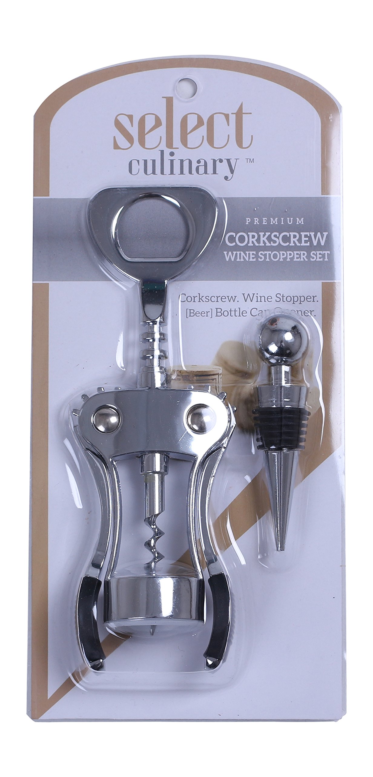 Select Culinary Premium Corkscrew and Wine Stopper Set