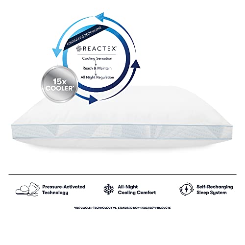 Serta Arctic 15x Cooling Fiber Gusseted Bed Pillow Powered by REACTEX, 1 Count (Pack of 1), White