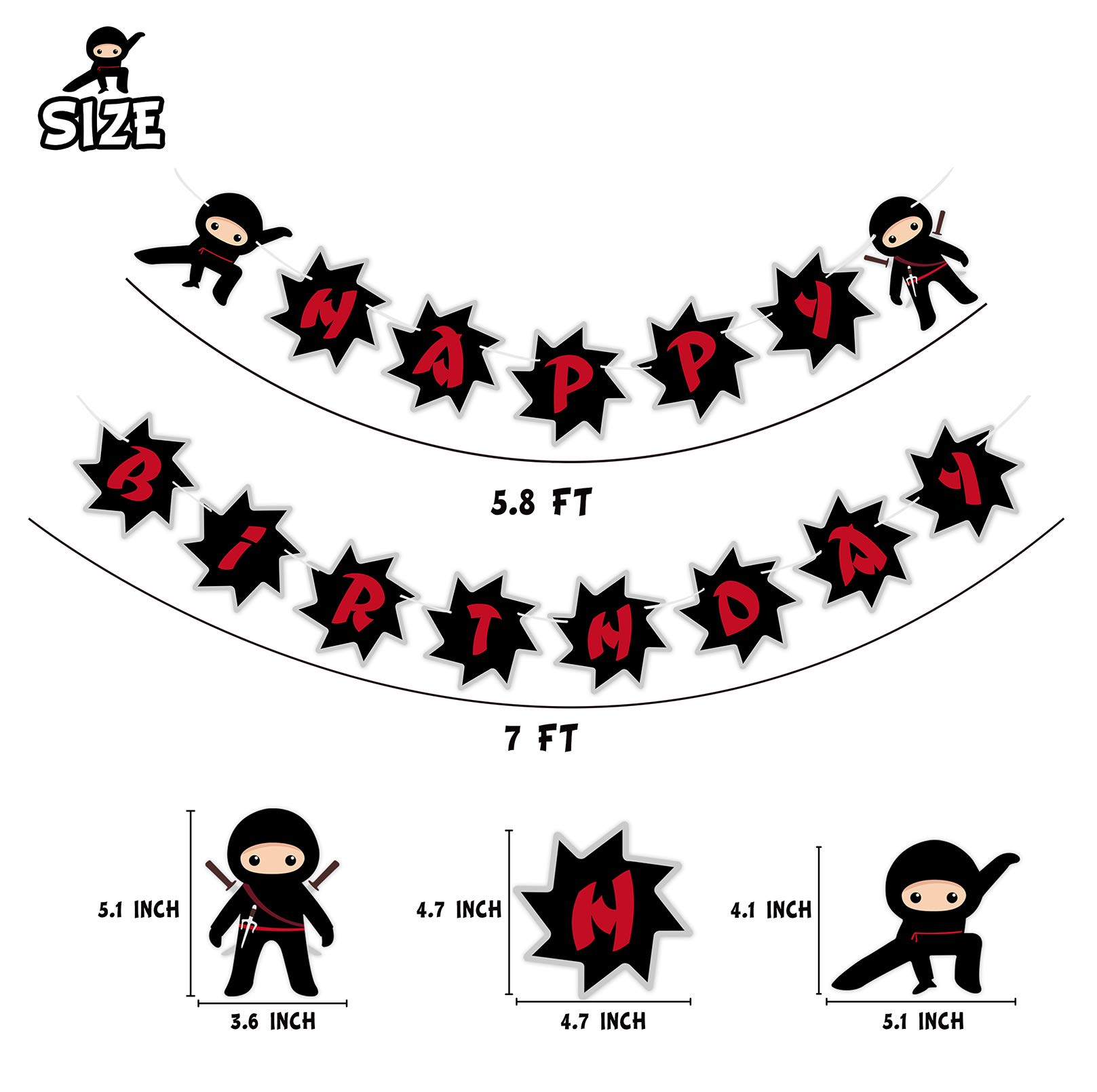 Pre-Strung Ninja Warrior Birthday Banner, Ready to Hang Samurai Bday Party Sign, Martial Arts Bunting