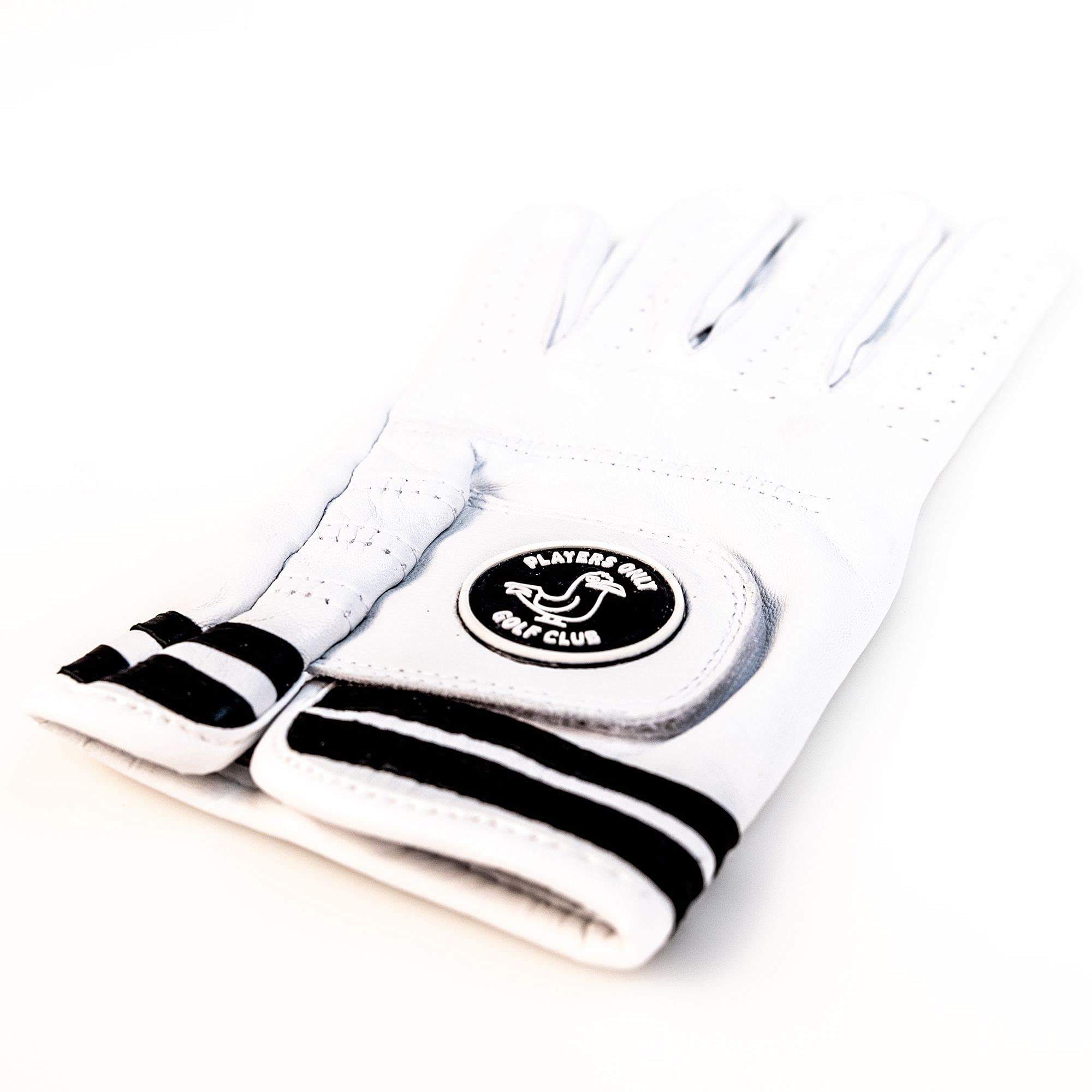 Players Only Golf Club | Golf Glove | Premium Leather | Vader Black Collection | Rubber Patch Logo (Large, Left)