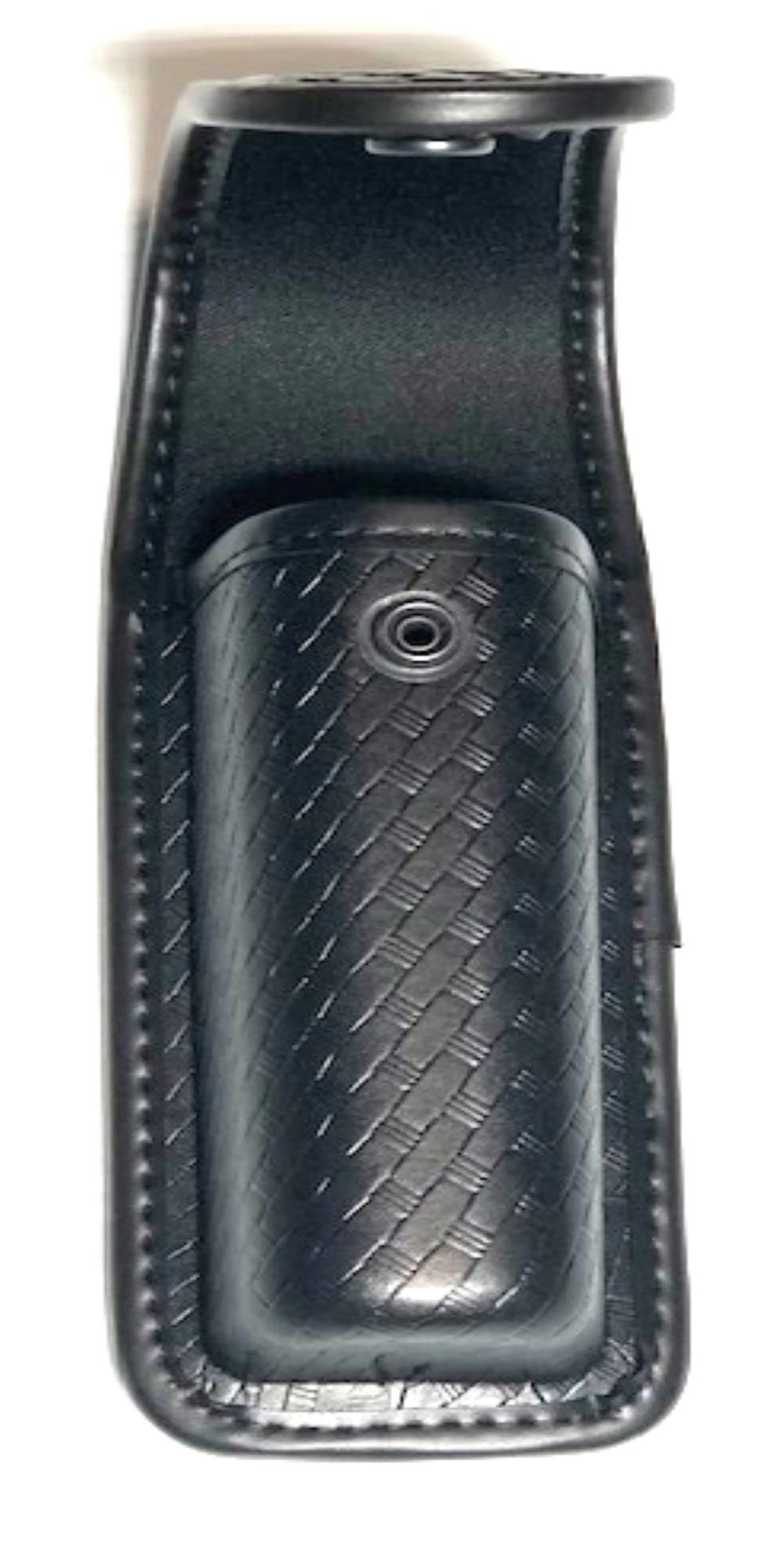 Small Pepper Spray Holder with Strong, Durable Back Strap & Hidden Snap Closure for Police/Security - Synthetic Leather - OC/Mace Spray Holder for MK3 Or 2-3 Oz Canister, Black
