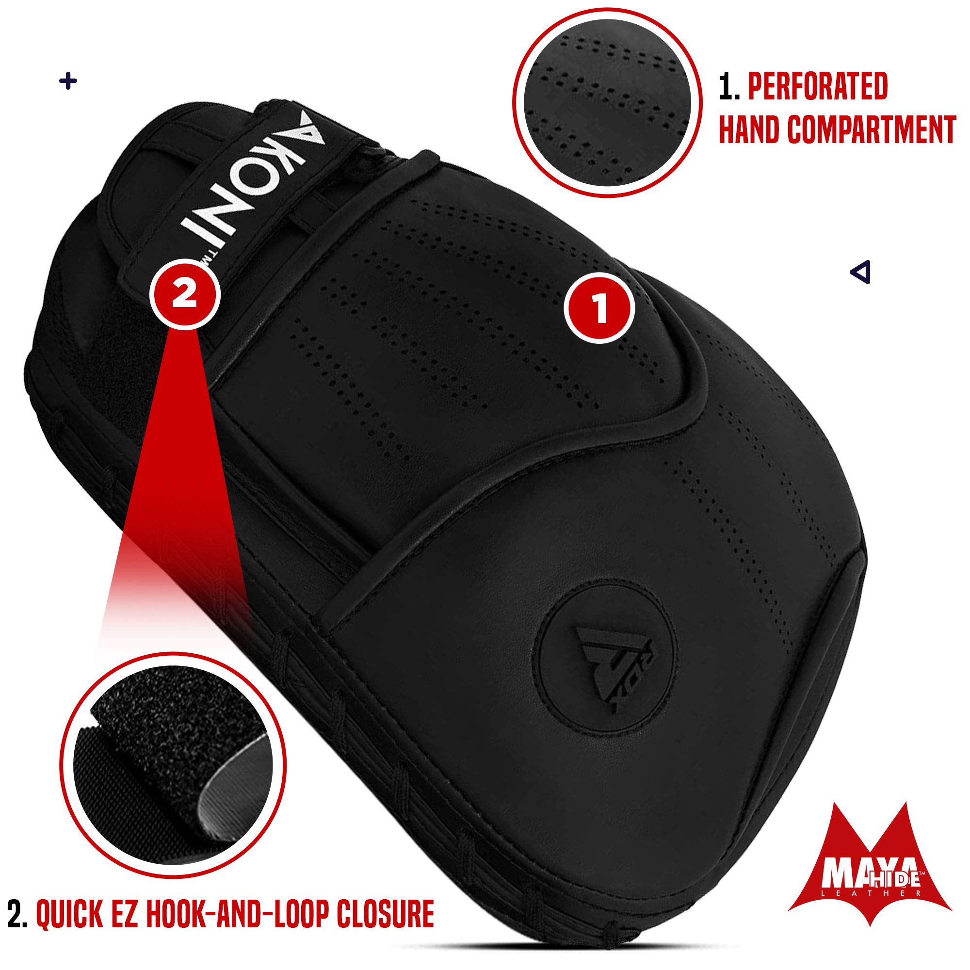 RDX Boxing Pads Focus Mitts, Curved Hook and Jab Hand Target Strike Shield, Great for MMA, Martial Arts, Muay Thai, Boxercise, Coaching, Kickboxing and Karate Training, Padded Punching