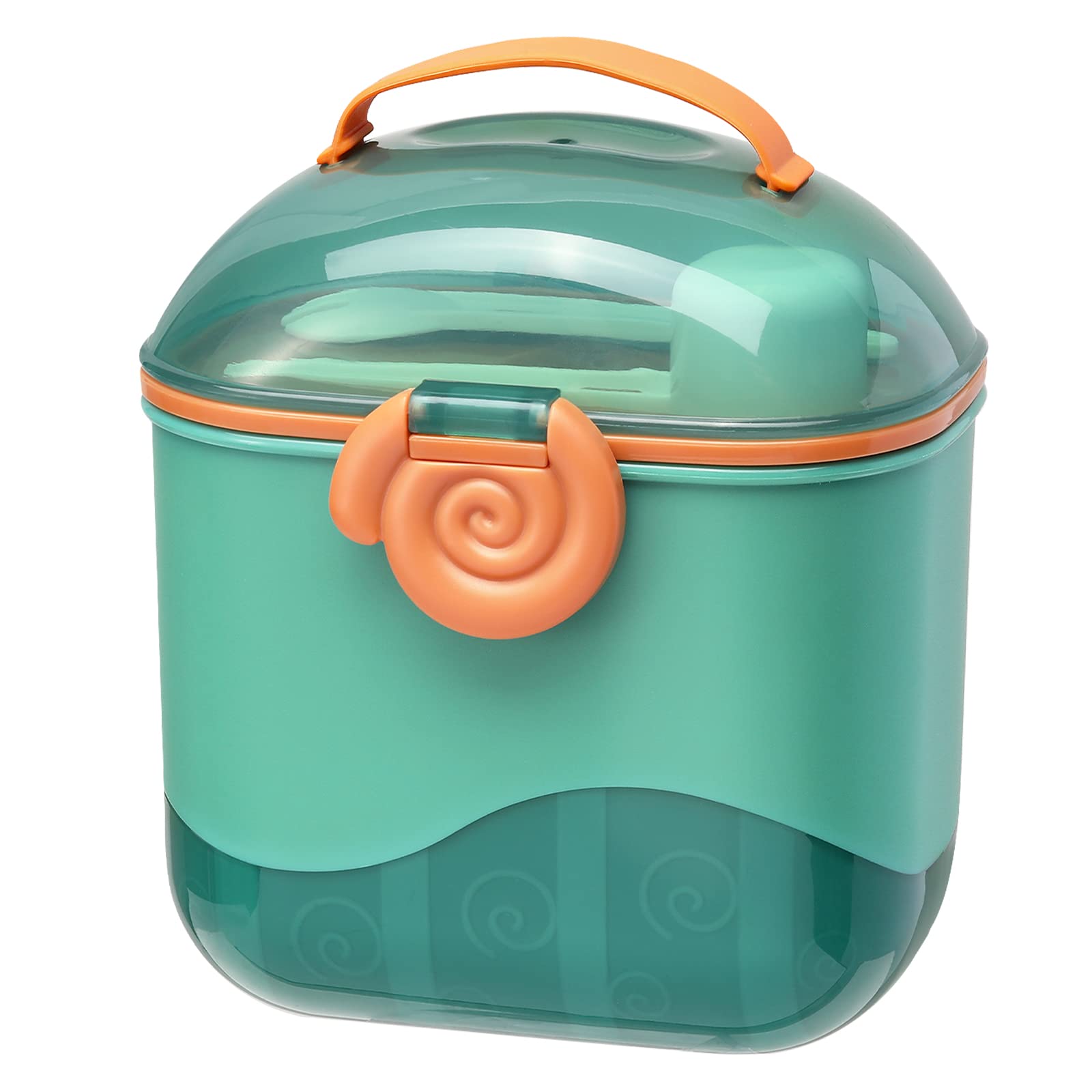 Zooawa Baby Formula Dispenser On The Go, Baby Formula Container Holder Milk Powder Dispenser Formula Travel Container Portable Fruit Snack Storage Container with Scoop Fork Leveller, 550ml/300g, Green