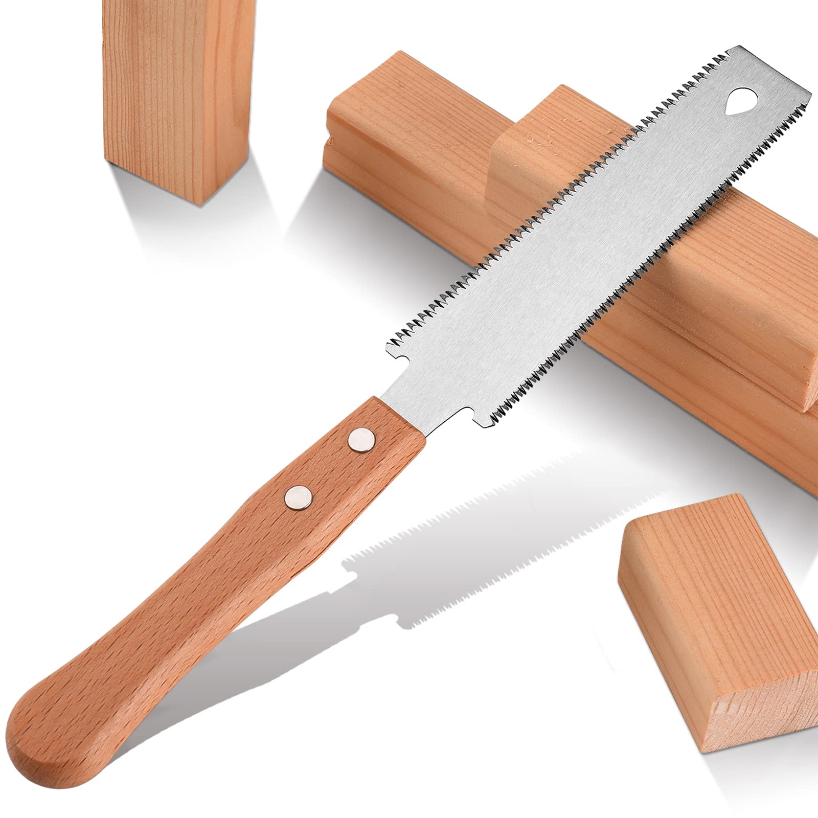 WEIMELTOY Small Woodworking Hand Saw, 6 inch Flexible Blade Double edge TPI 17/11 Pull Saw for Craft, Hobby, DIY, Non Slip Wood Handle Garden Trim Saw, Sharp and Light Woodworking Tools