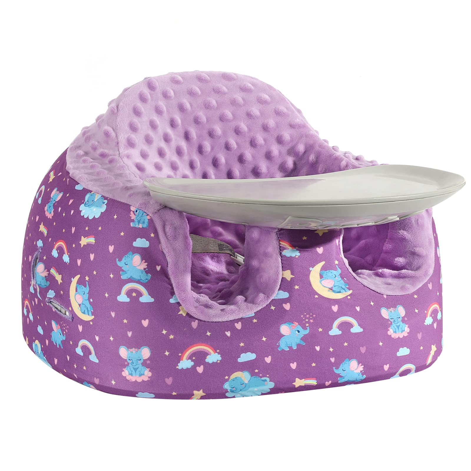 Zooawa Seat Cover Compatible with Bumbo Multi Seat, Baby Seat Cover Elephant Children Chair Protector Washable Baby Booster Seat Accessory, Girl Boy Seat Cover Compatible with Bumbo Chair, Purple