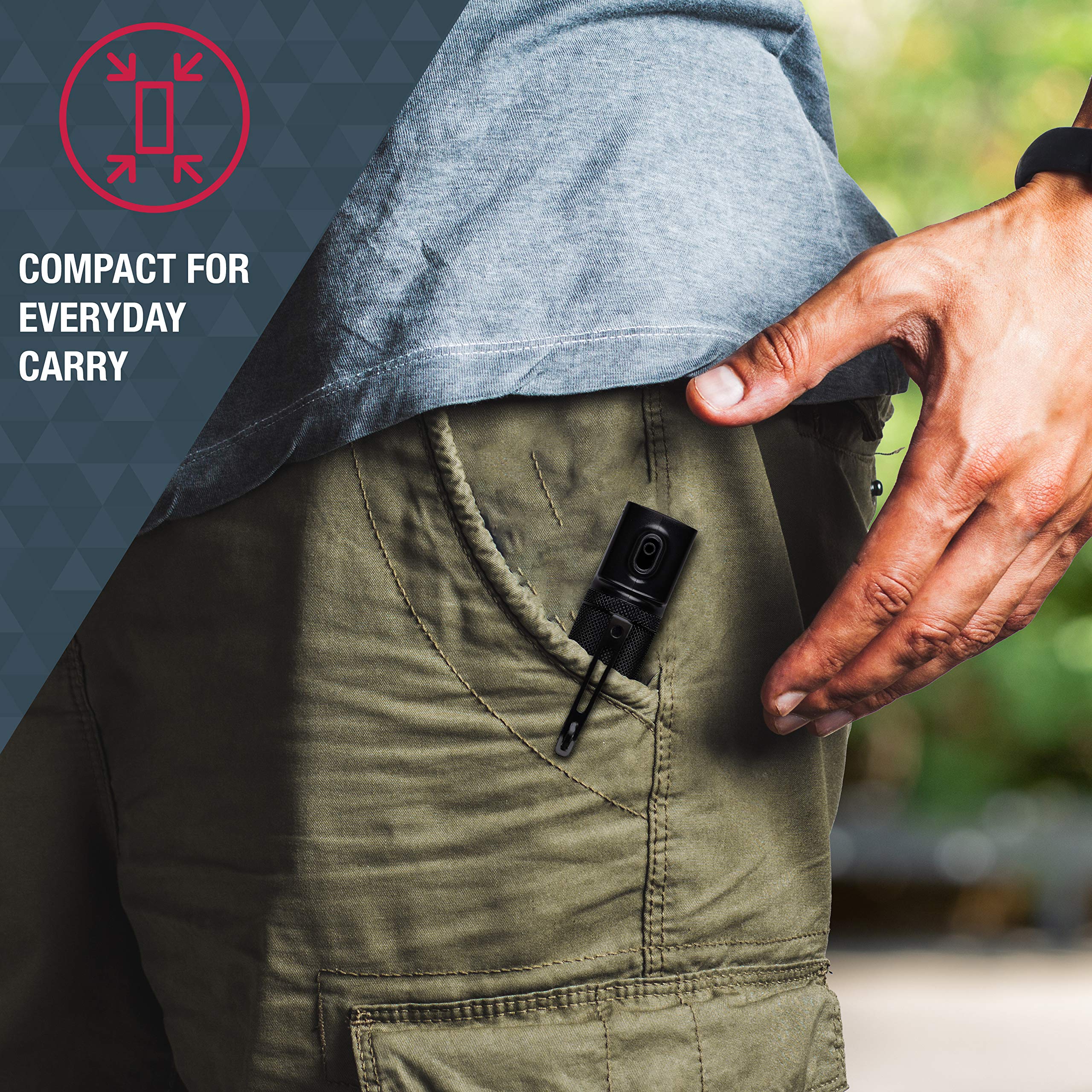 SABRE PepperLight 2-in-1 Flashlight Pepper Spray, Ultra-Bright 750 Lumen Flashlight, Visible Up To 540-Feet (165-Meters), Protect Aginst Multiple Threats with 25 Bursts, IPX6 Water-Resistant Rated