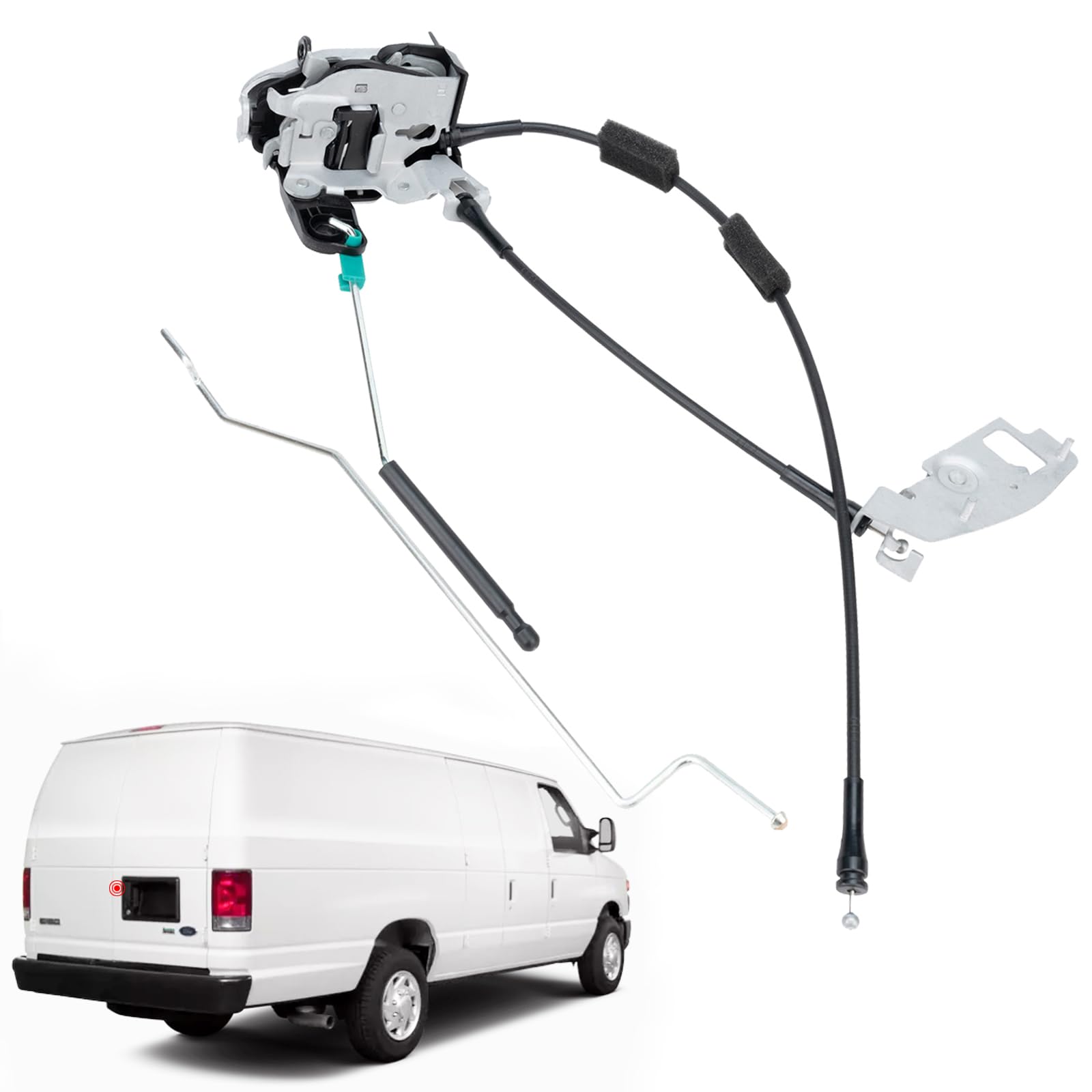 Rear Door Lock Latch Cable & Rod - Right Side - Fit for 1992-2019 Ford E150 E250 E350 Econoline Van, Back Cargo Door Latch Cables Kit Replaces# 8C2Z-15431A02-C AC2Z-15431A02-A 6C2Z-15431A02-AA