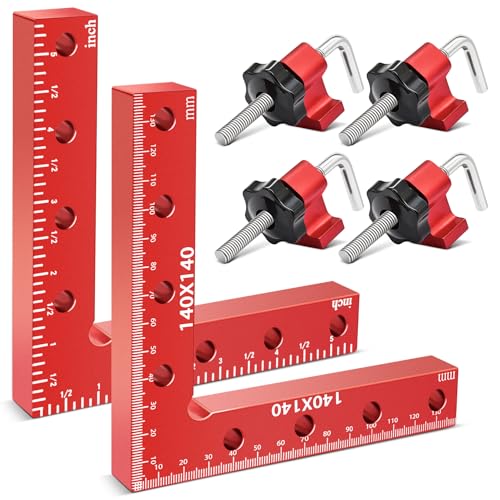 W B D WEIBIDA 90 Degree Clamps For Woodworking, Positioning Squares Right Angle Clamps 2 Pack, 5.5" X 5.5" (140 x 140mm) Aluminum Alloy Corner Clamps Tools For Cabinets, Picture Frame, Drawers
