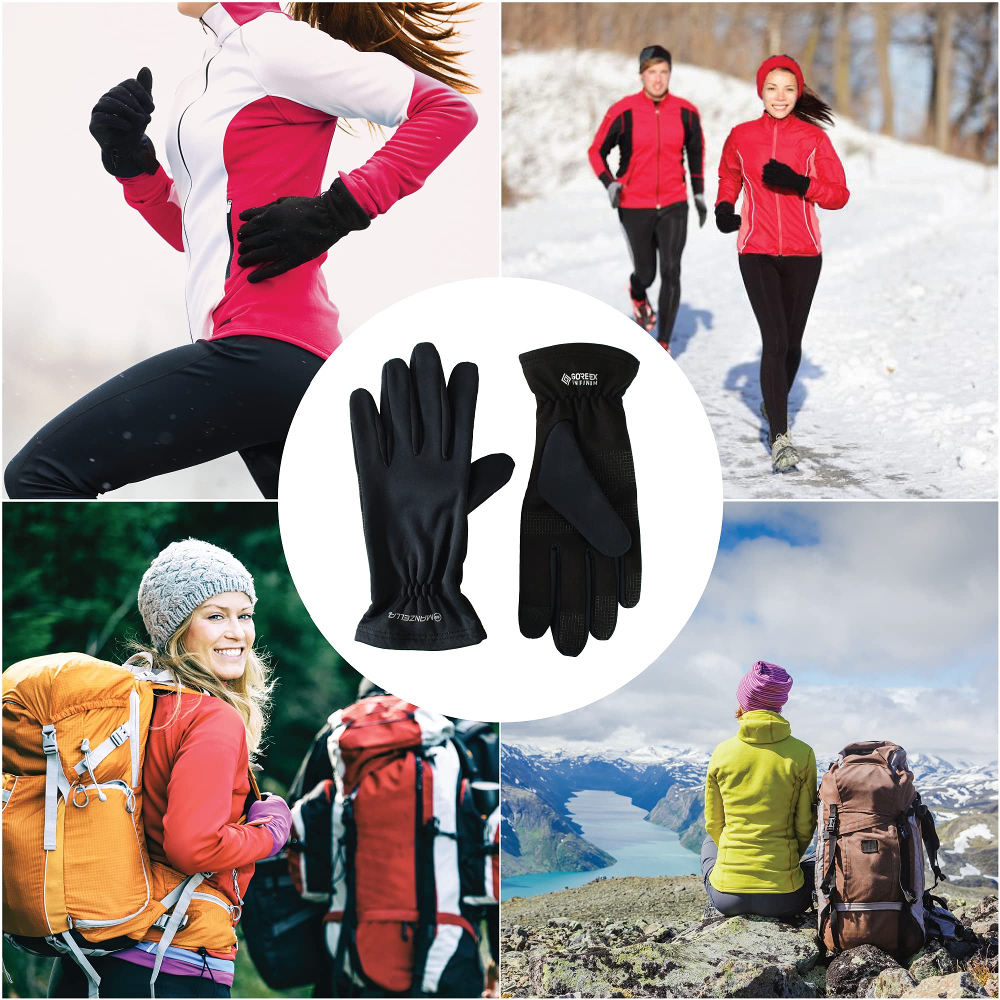 Manzella Women's Goretex Infinium with Windstopper Touch Gloves, Medium, Black