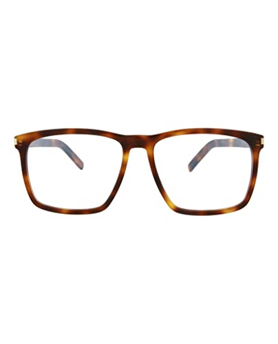 Saint Laurent Square/Rectangle Optical Frames Havana Havana Transparent Luxury Eyewear Made In Italy Acetate Frame Designer Fashion for Everyday Luxury