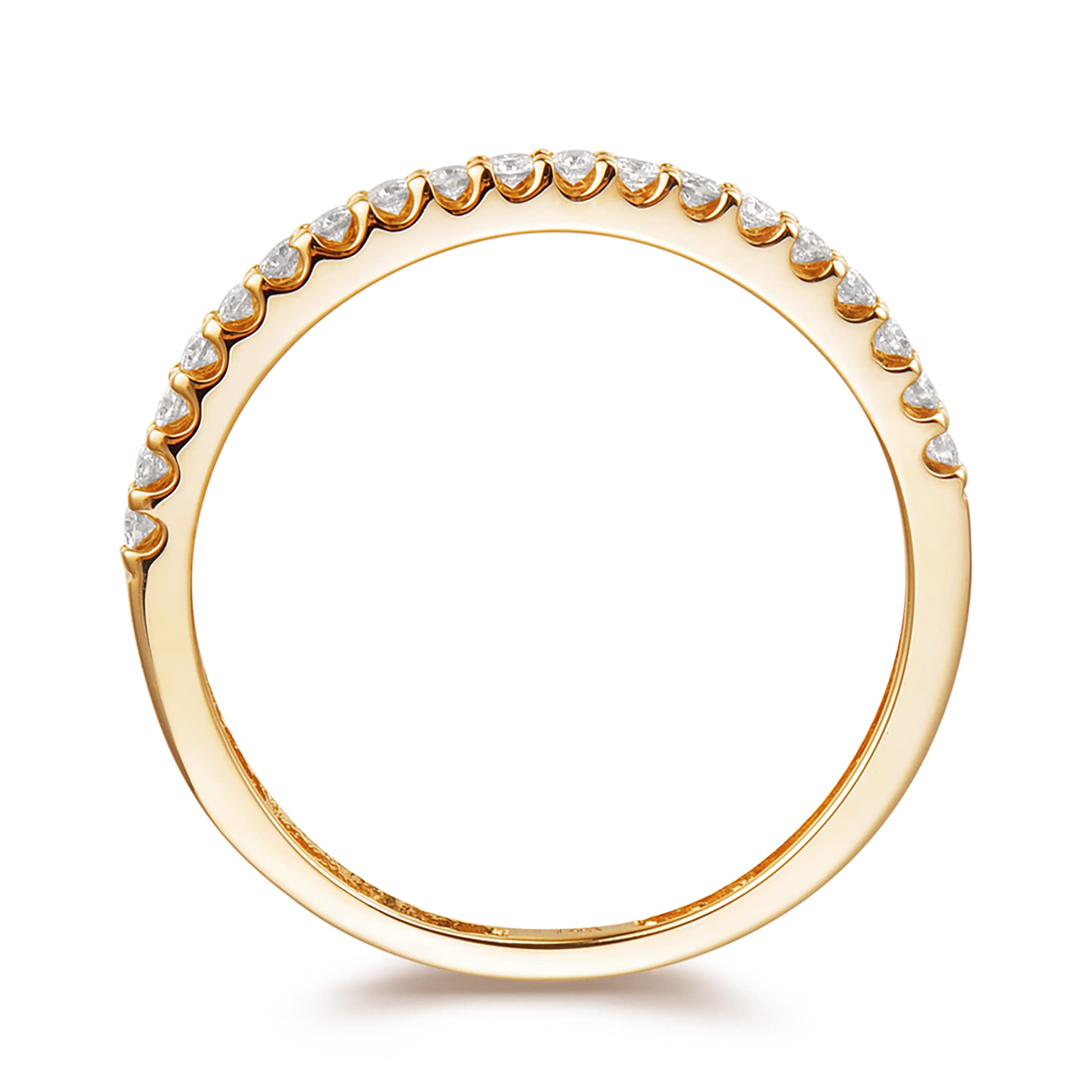 Oiney 14K Gold 1.5mm Comfort Fit Moissanite Wedding Band (Yellow-Gold, 9)