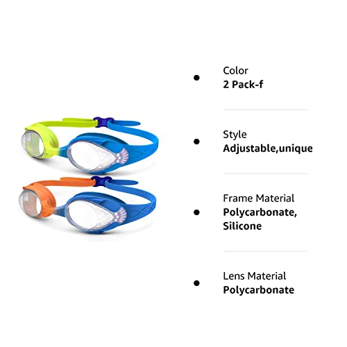 OutdoorMaster Kids Swim Goggles 2 Pack - Quick Adjustable Strap Swimming Goggles for Kids - F