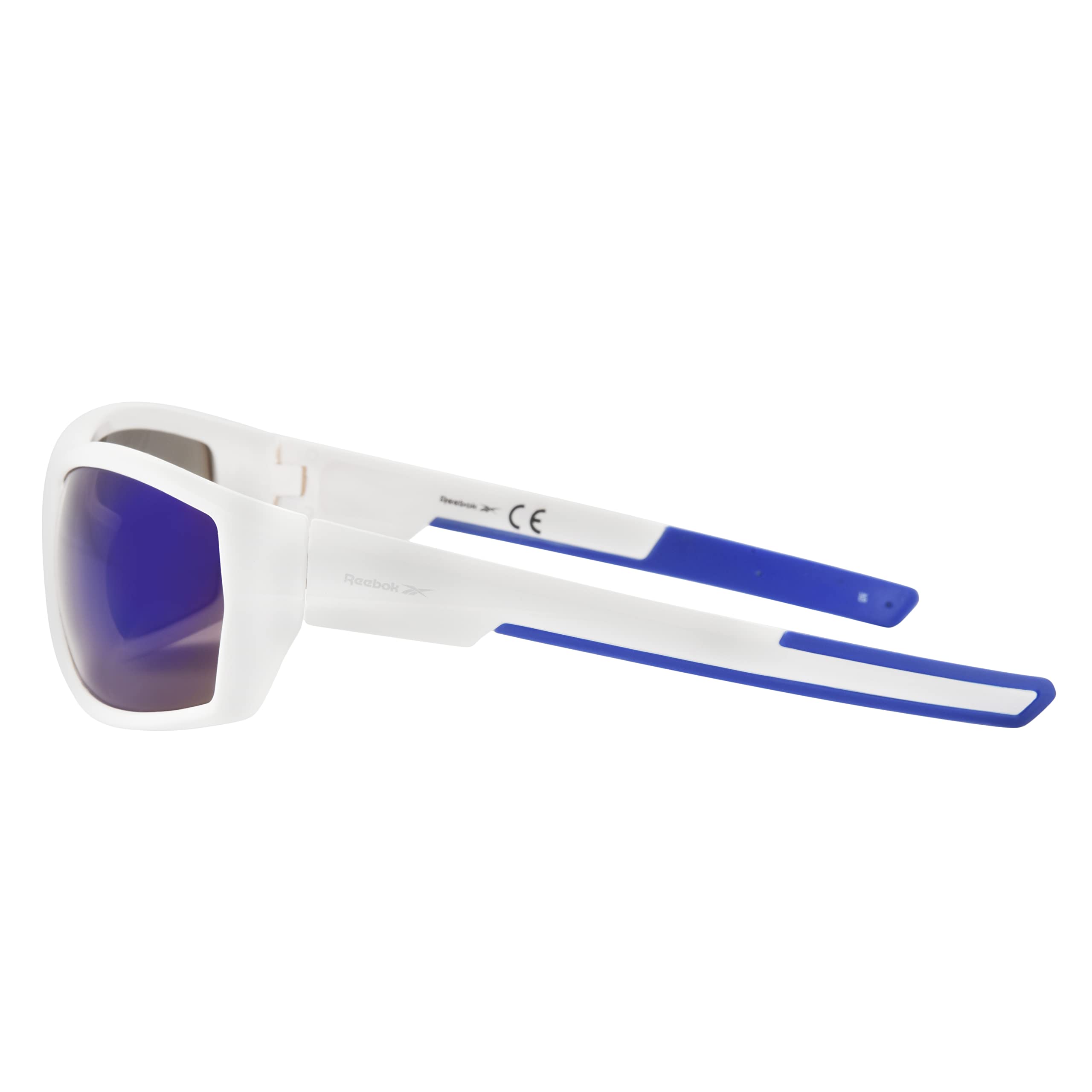 Reebok Men's Sharp Energy Wrap Sunglasses, Shiny White, 62mm