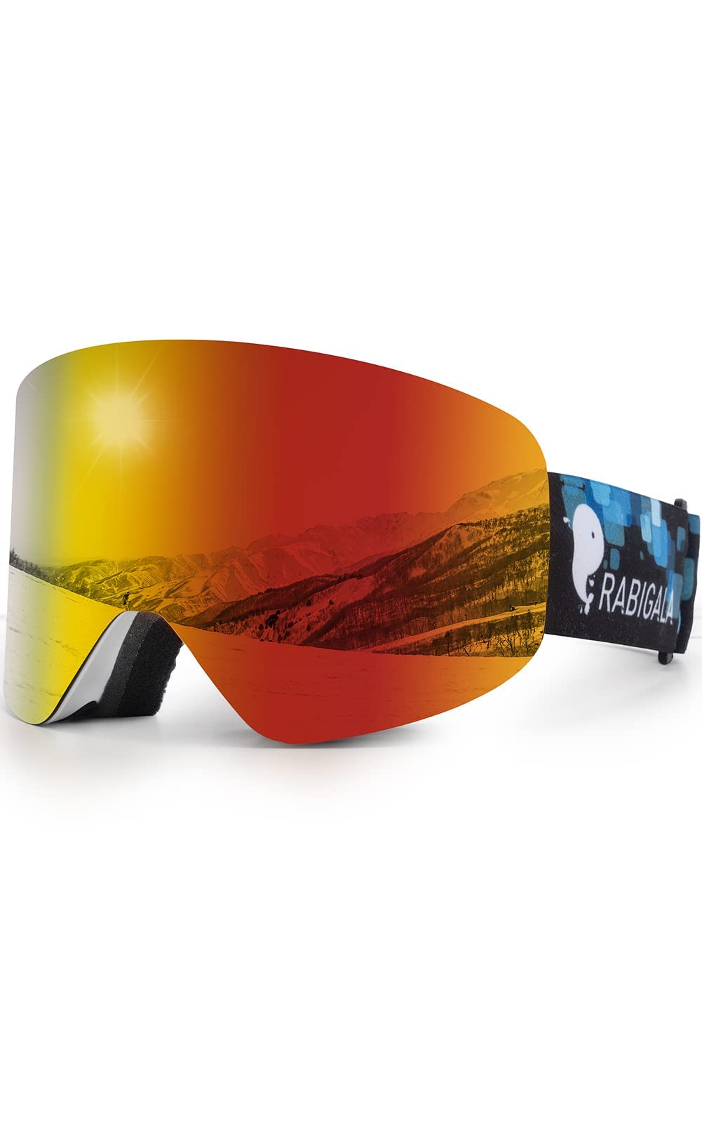RABIGALA Ski Goggles with Detachable Lens, Frameless Magnetic Interchangeable Lens Anti-Fog 100% UV Protection Snowboard Snow Goggles (revo/silver)