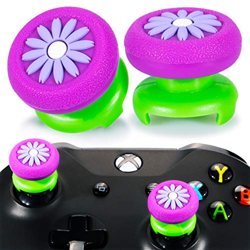 Playrealm FPS Thumbstick Extender & 3D Texture Rubber Silicone Grip Cover 2 Sets for Xbox Series X/S & Xbox One Controller(Daisy Purple)