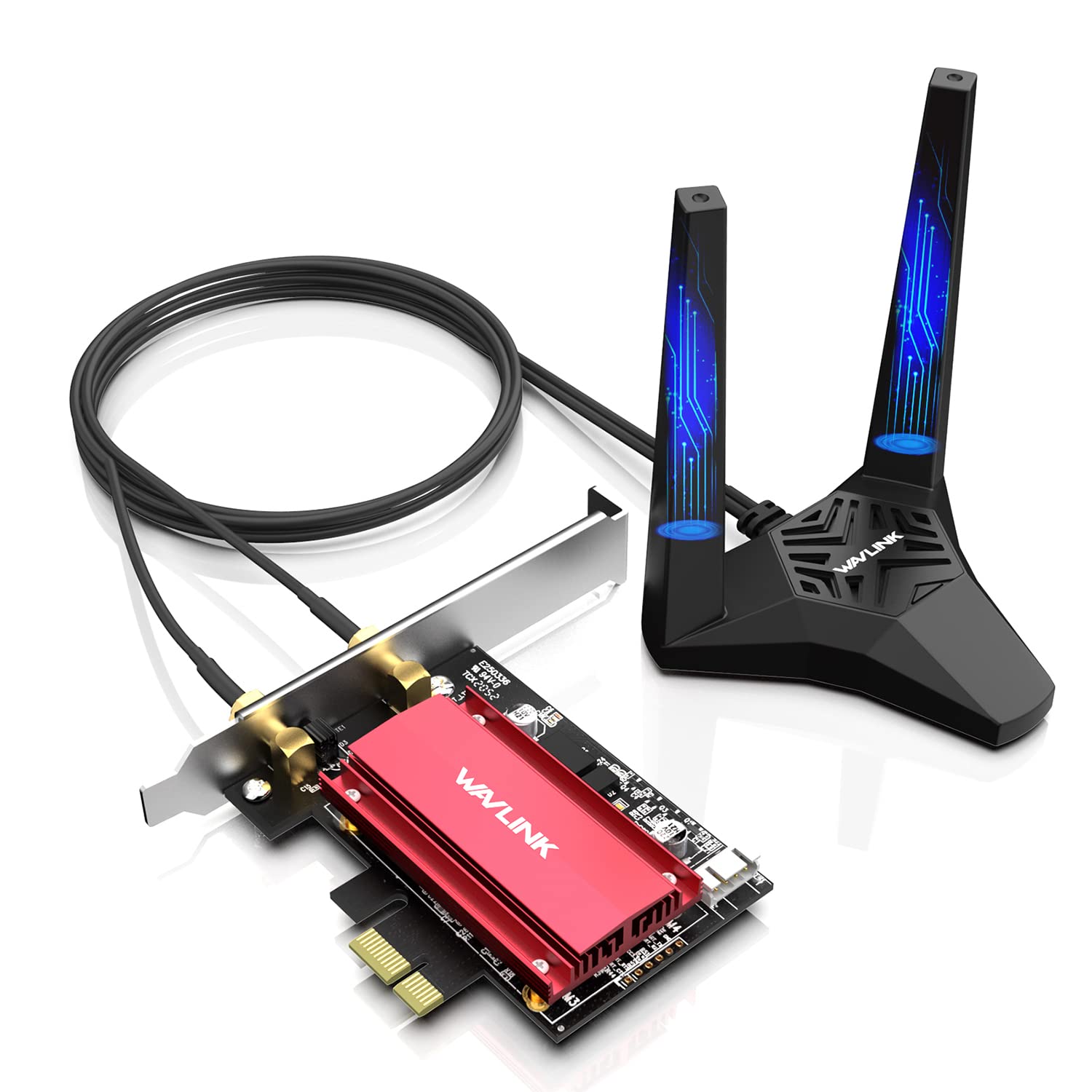 WAVLINK AX3000 6E PCIe WiFi Card,Tri-Band (2.4/5/6Ghz) PCI-E Wireless Network Card Adapter with Bluetooth 5.2, OFDMA, MU-MIMO, WPA3, Ultra-Low Latency for Desktop PC, Supports Windows 11, 10 (64bit)