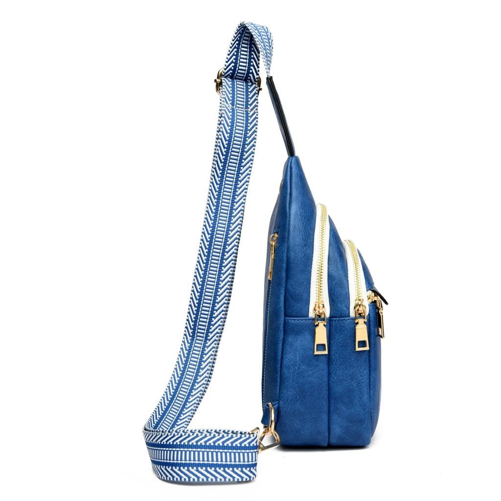 Marika Style Small Sling Bag for Women Leather Crossbody Bag for Travel (blue)