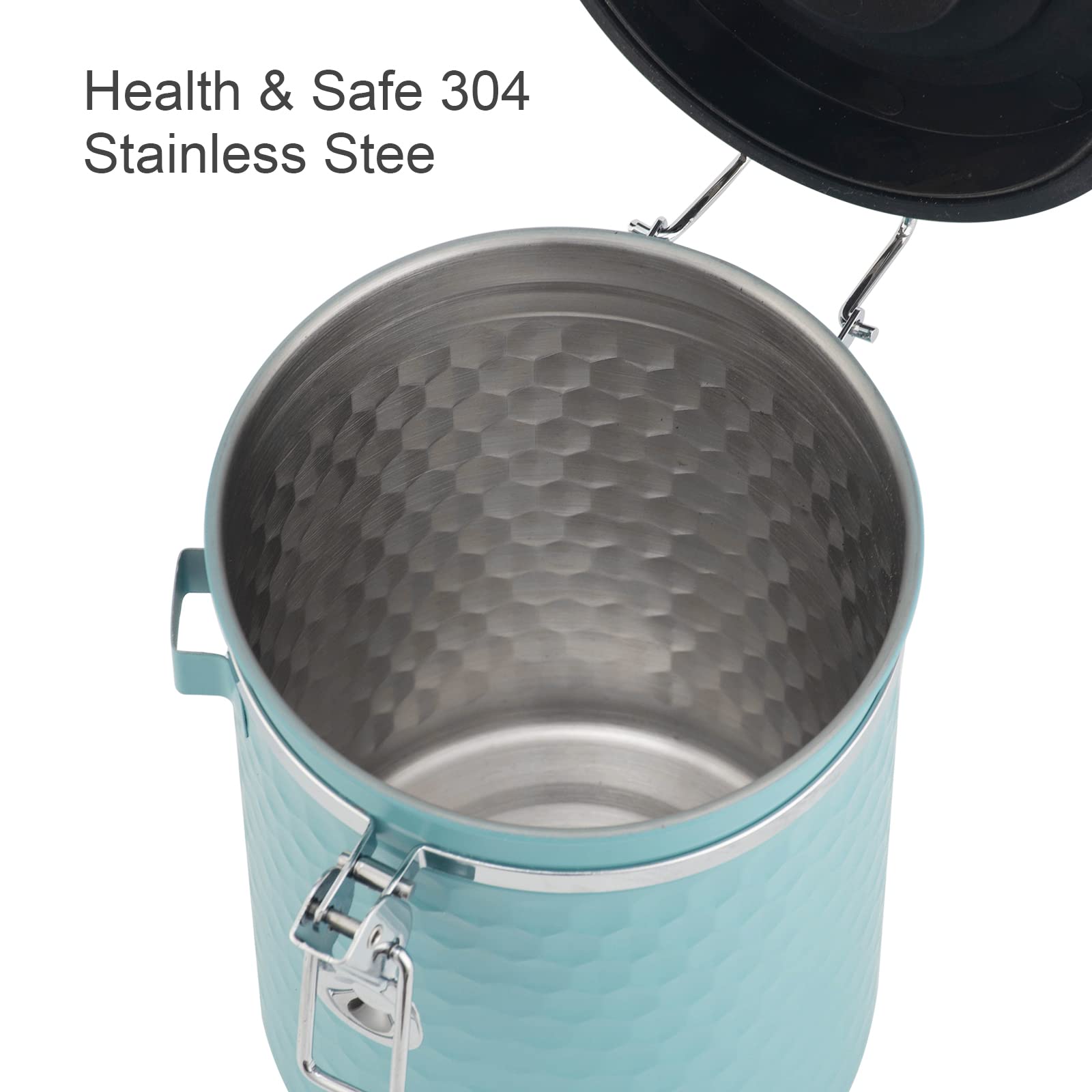 TEDSWAIT Coffee Canisters Airtight Coffee Bean Storage Container Kitchen Stainless Steel Food Storage Container with Scoop Date Tracker & CO2 Valve 61Fl Oz (Lake Blue)