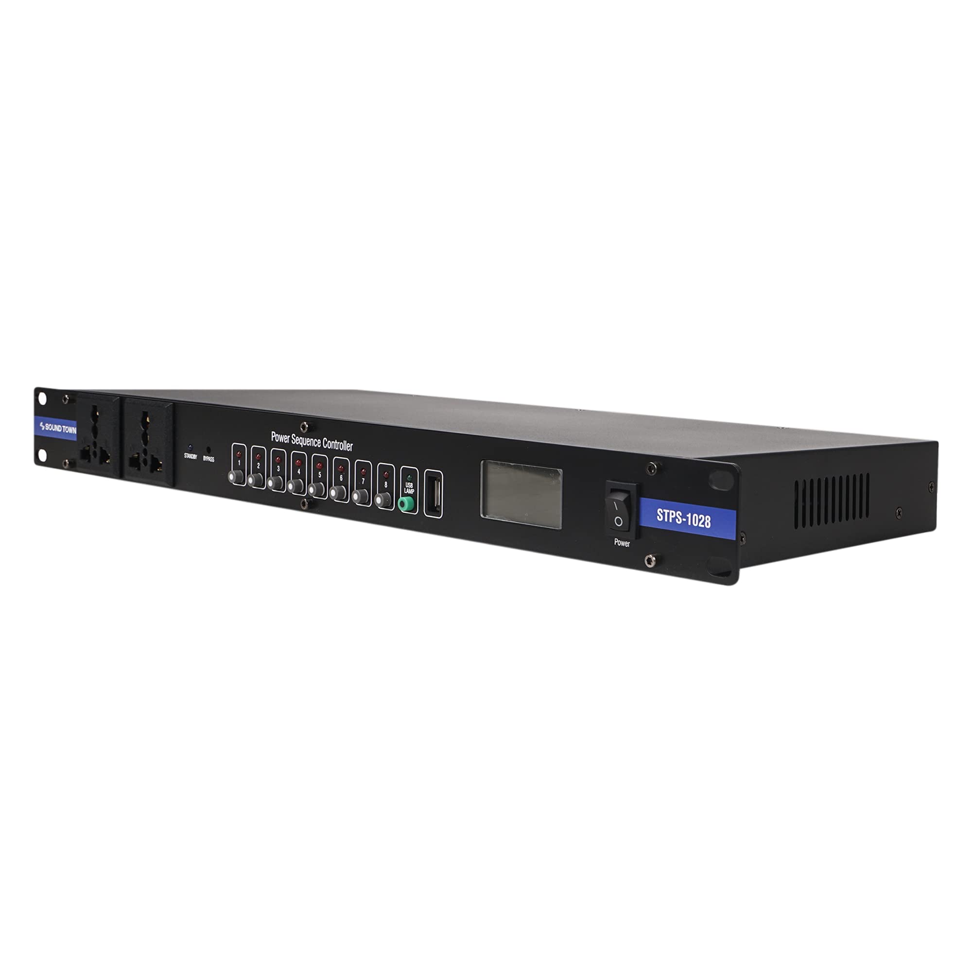 Sound Town Rack-Mountable AC Power Conditioner/Sequencer with 10 Outlets, Surge Protection, Voltage Display, for Stage, Studio, Home Theater (STPS-1028)