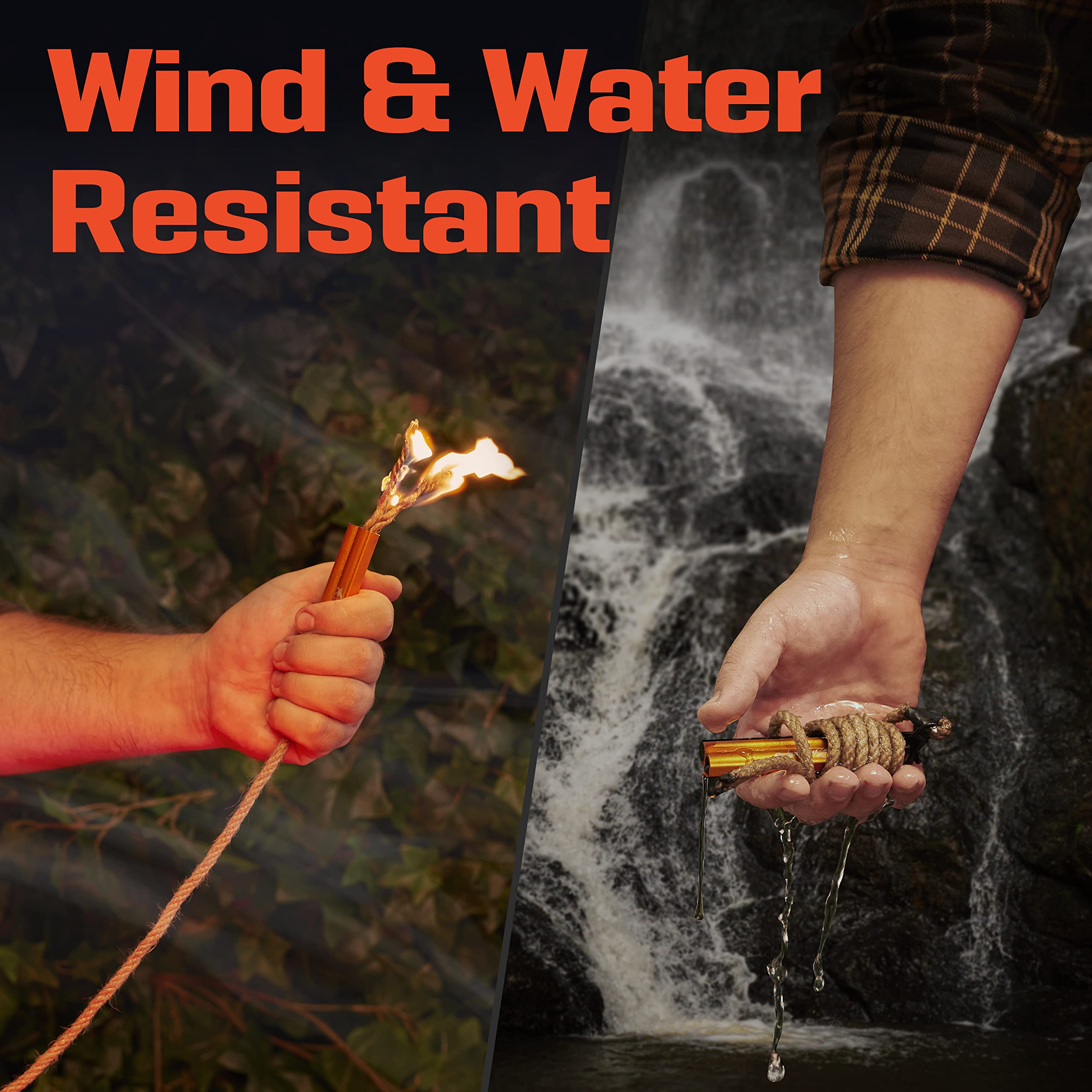 PREPARED4X Fire Starter Survival Tool – Ultimate All-in-one Ferro Rod, Flint and Steel, 36" Waterproof Tinder Wick Rope, Patented Fire Starter Kit – 6” x 1/2” Fire Steel (Large)