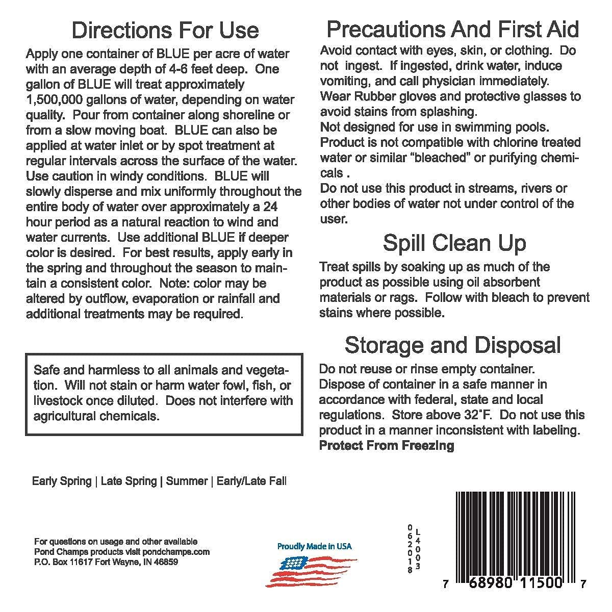 Pond Champs Blue Pond Dye and Pond Cleaner- 1 Gallon of Each