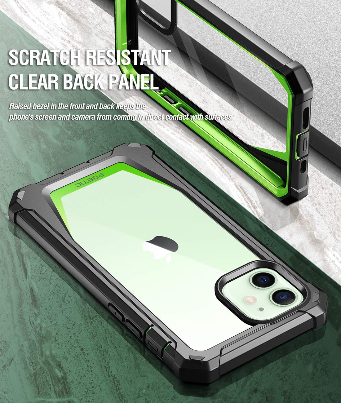 Poetic Guardian Series Designed for Apple iPhone 12/ iPhone 12 Pro 6.1 Inch Case, Full Body Hybrid Shockproof Protective Cover with Built-in Screen Protector, Black/Clear