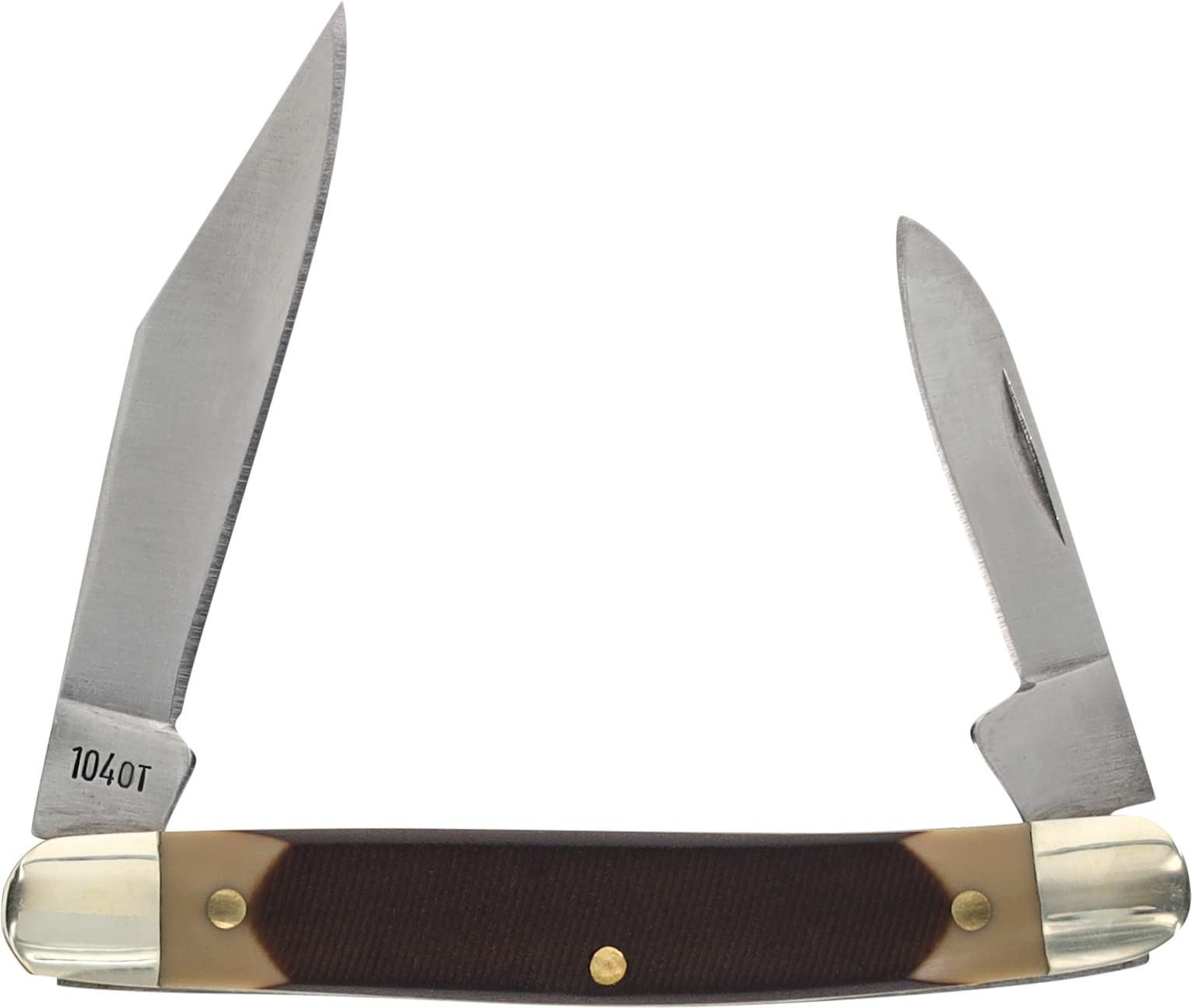 Old Timer 104OTCP Small Canoe 4.7in Stainless Steel Traditional Folding Pocket Knife with Clip Point and Drop Point Blades, Sawcut Handle, and Convenient Size for EDC, Camping, Hunting, One Size,Black