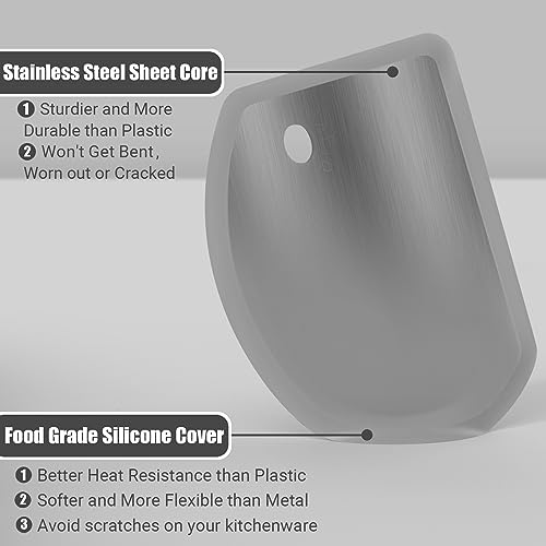 Sapid Flexible Curved Edge Silicone Bowl Scraper(5.98"×4.3"), Food Grade Dough Scraper for Baking Sourdough Bread, Cake, Bench Scrapers, Multipurpose Kitchen Dish Scrapers, Easy to Clean (1, Gray)